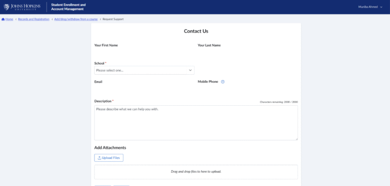 SEAM Johns Hopkins University | Online Form How-To