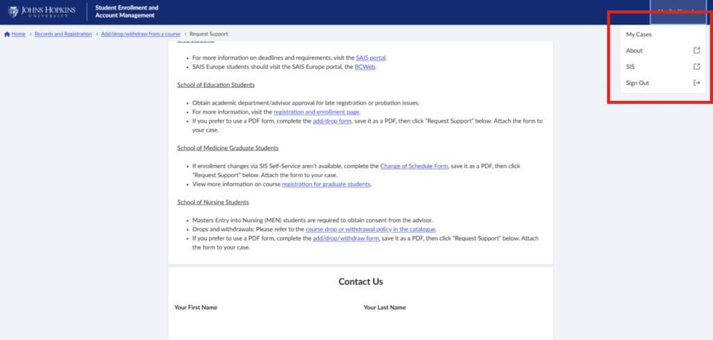 SEAM Johns Hopkins University | Online Form How-To